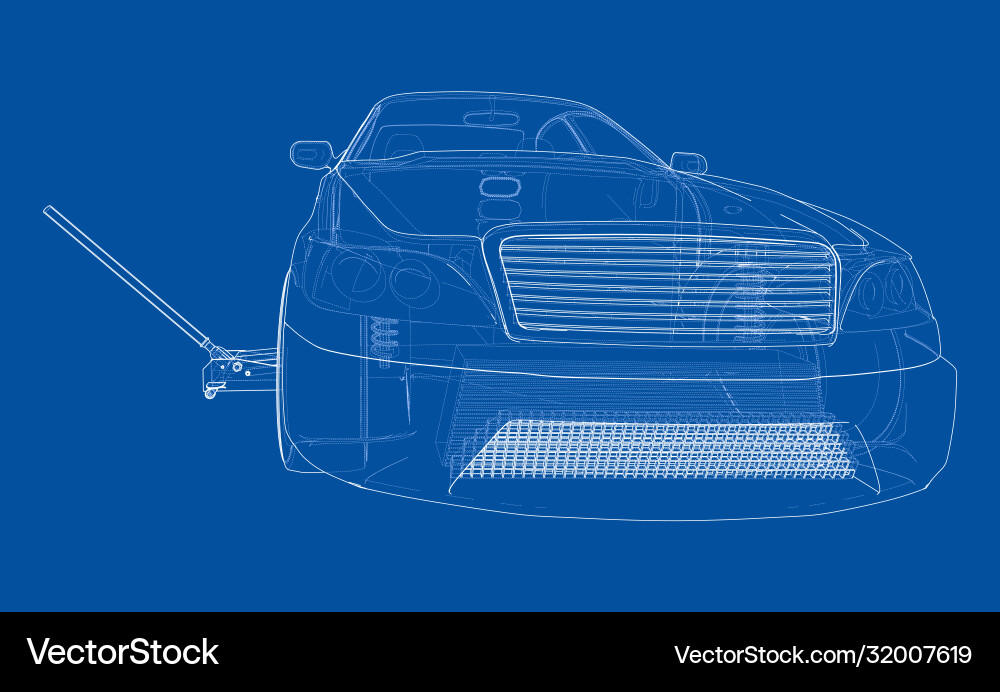 Concept car with floor jack Royalty Free Vector Image