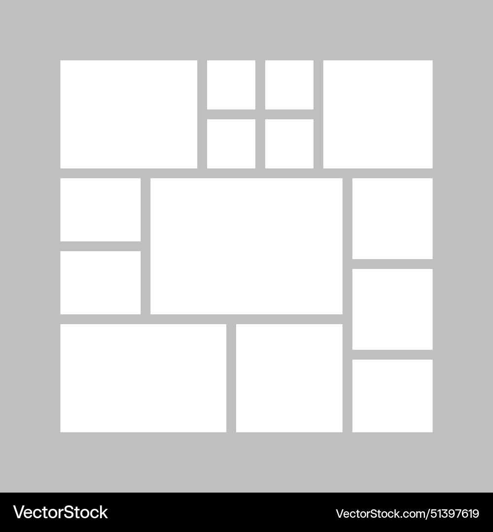 Empty collage fourteen frames photo image Vector Image