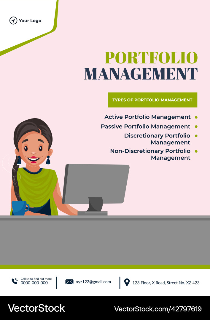 Flyer design of portfolio management services Vector Image