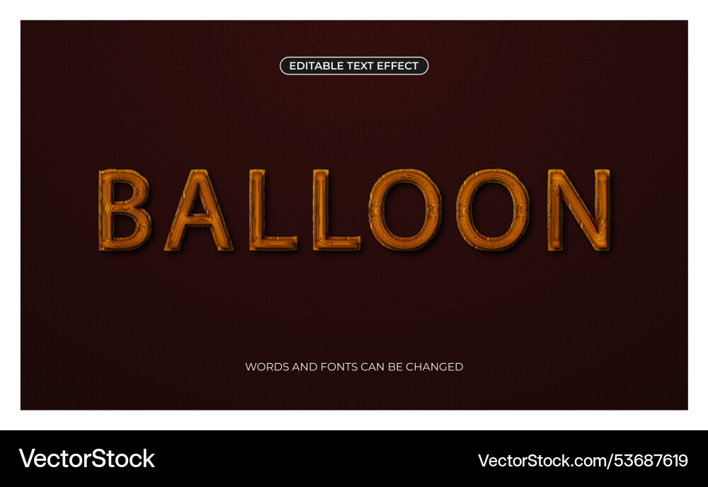 Foil balloon text effect in luxurious gold color Vector Image