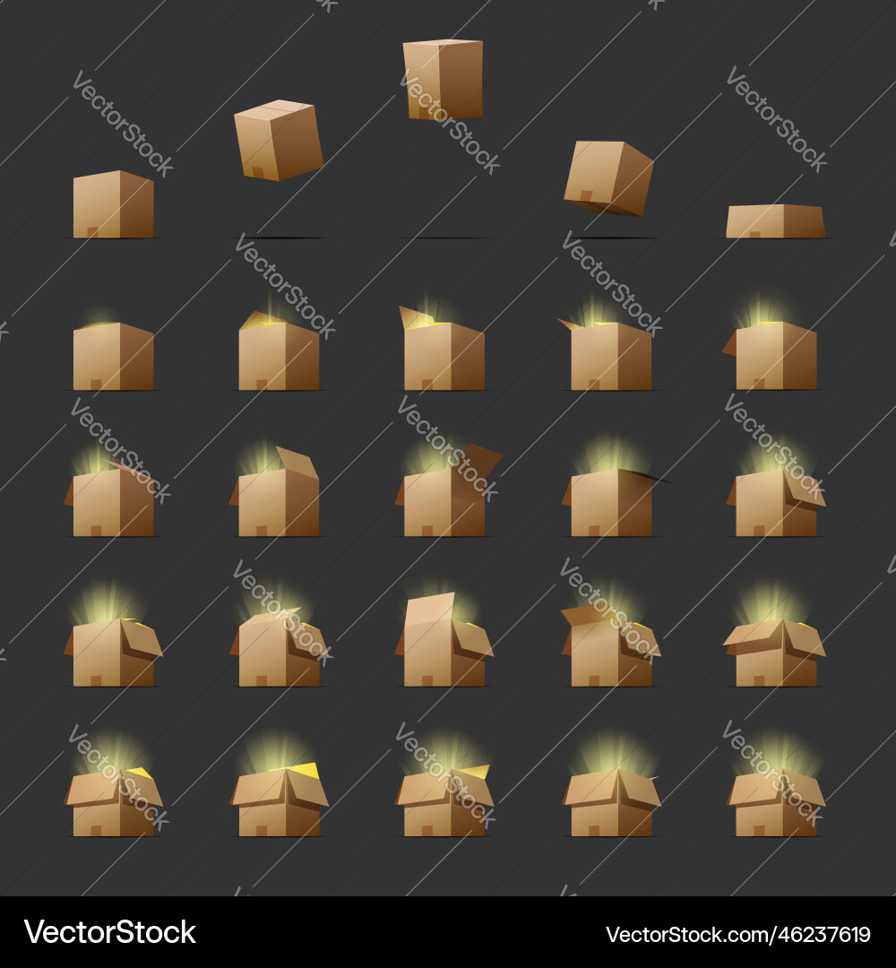 Jumping cartoon animated gift box sprite game ui Vector Image