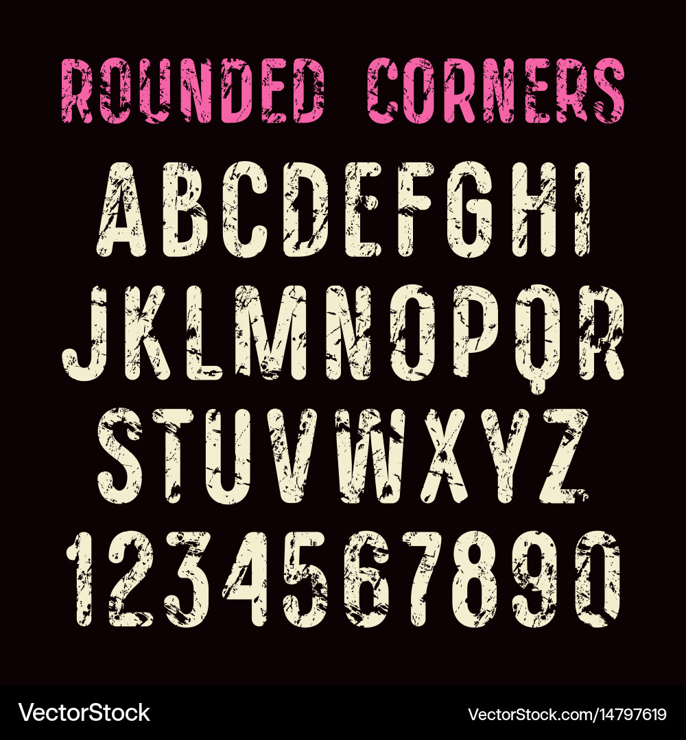 Sanserif font with rounded corners Royalty Free Vector Image