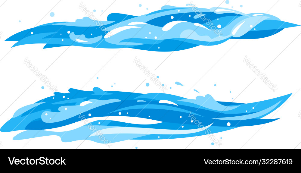 Set waves in side view Royalty Free Vector Image