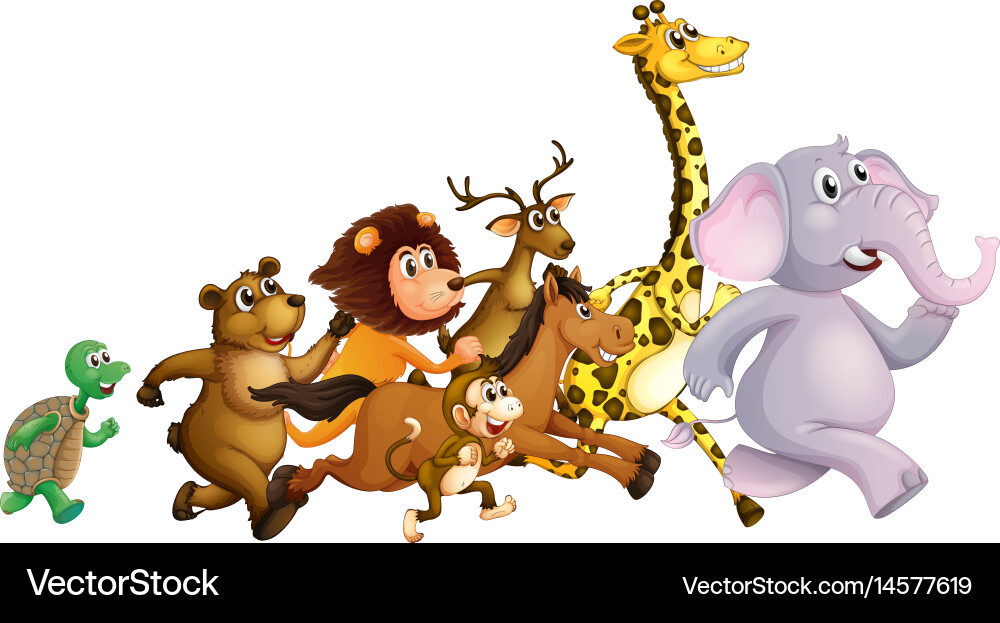 Wild animals running together Royalty Free Vector Image