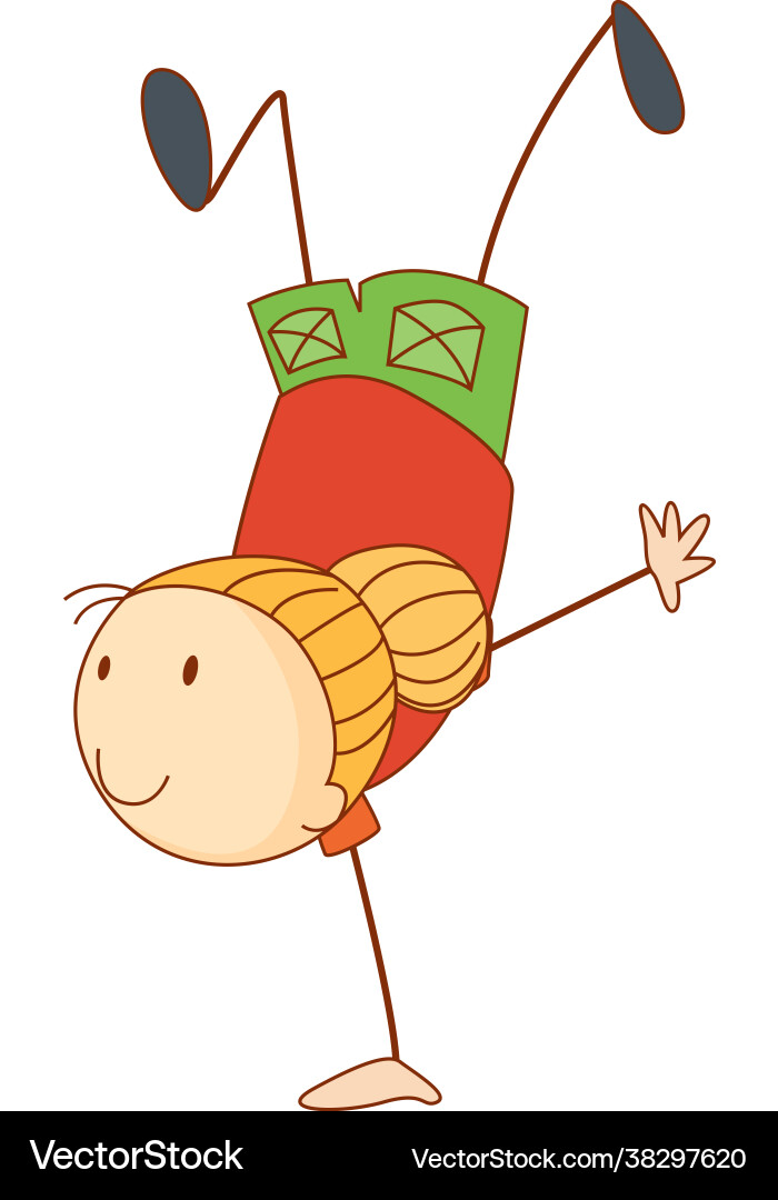 A doodle kid performing break dance cartoon Vector Image