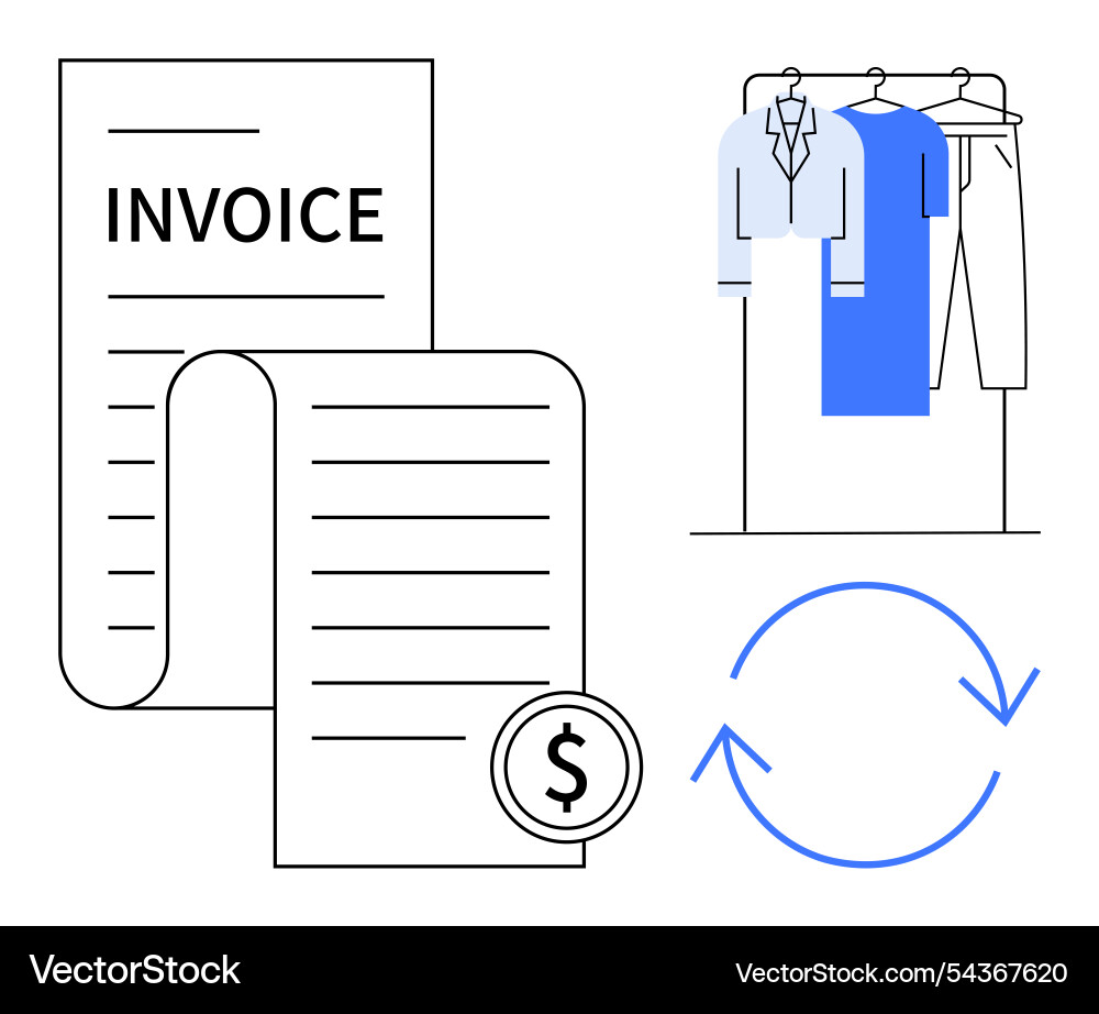 Clothing invoice and payment process with hanging Vector Image
