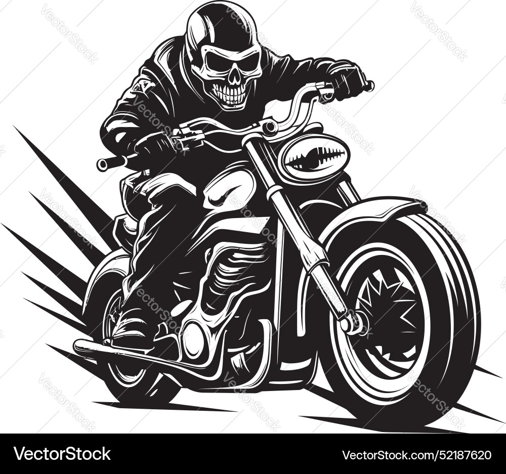 Death ride skeleton riding motorcycle black logo Vector Image