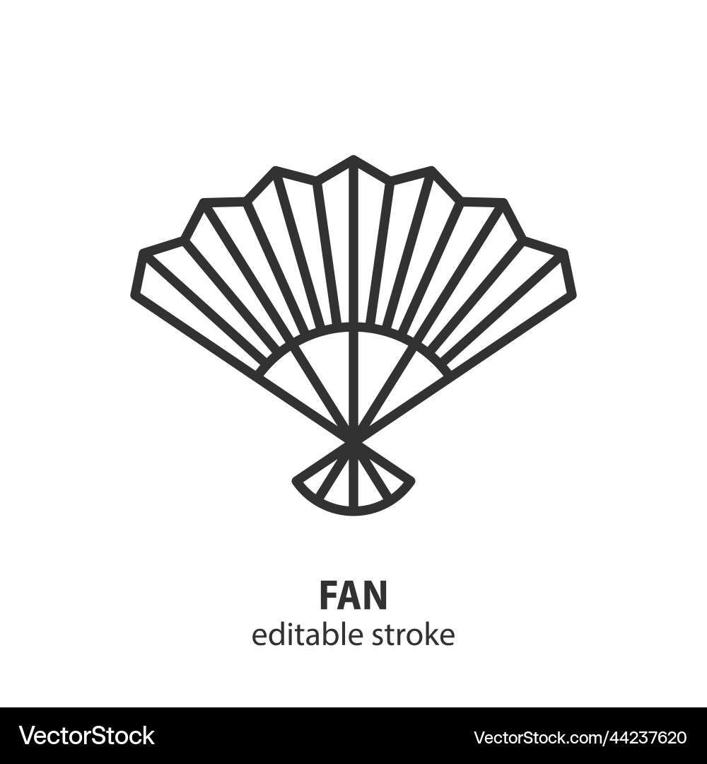 Japanese fan line icon folding oriental Royalty Free Vector