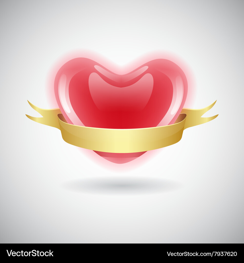 Red heart icon with ribbon Royalty Free Vector Image
