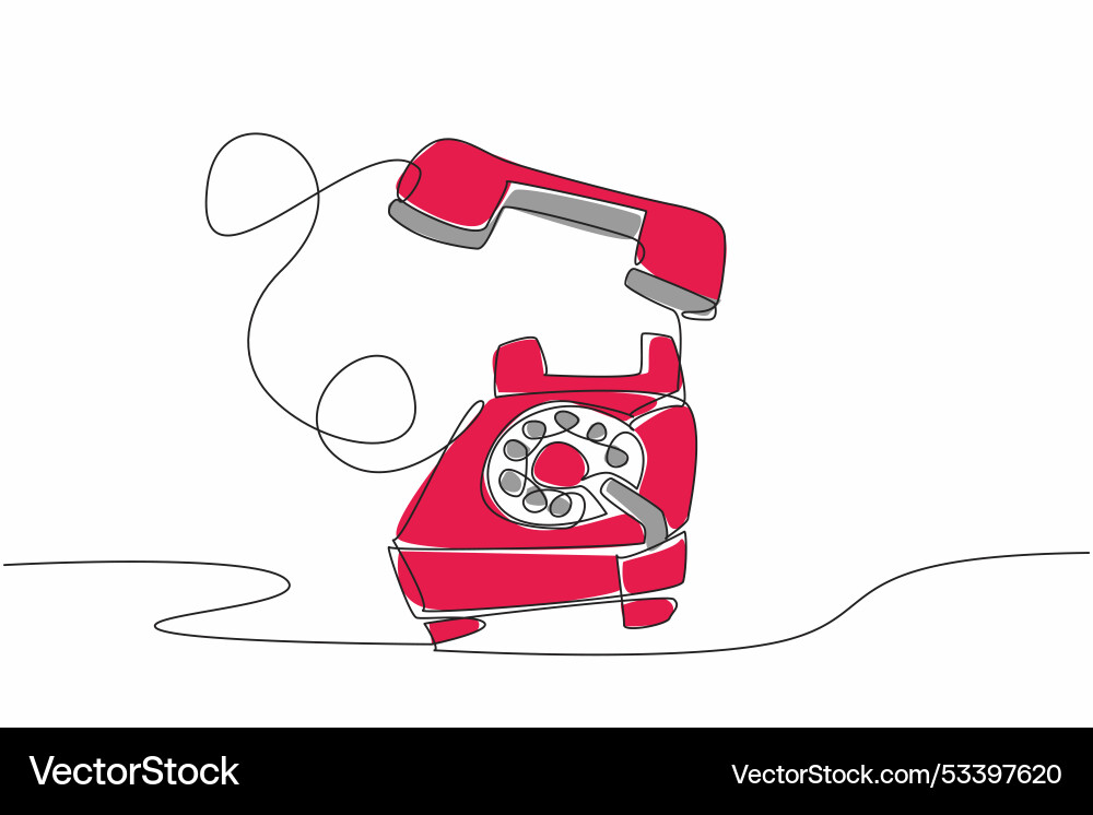 Single one line drawing an antique telephone Vector Image