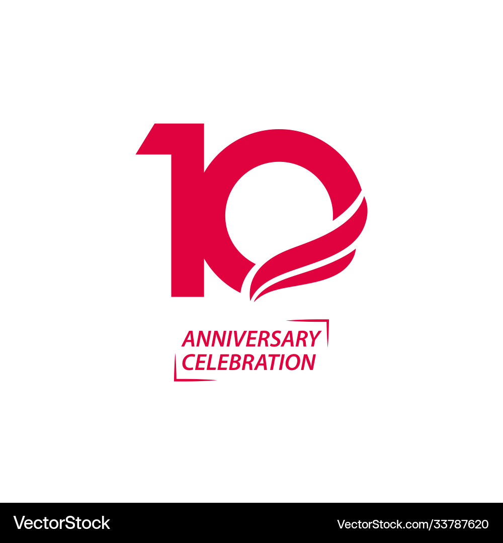 Ten Year Anniversary Celebration Royalty Free Vector Image