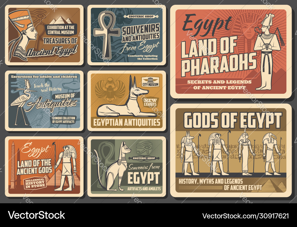 Ancient Egypt Posters - Pyramids & Gods Vector Image