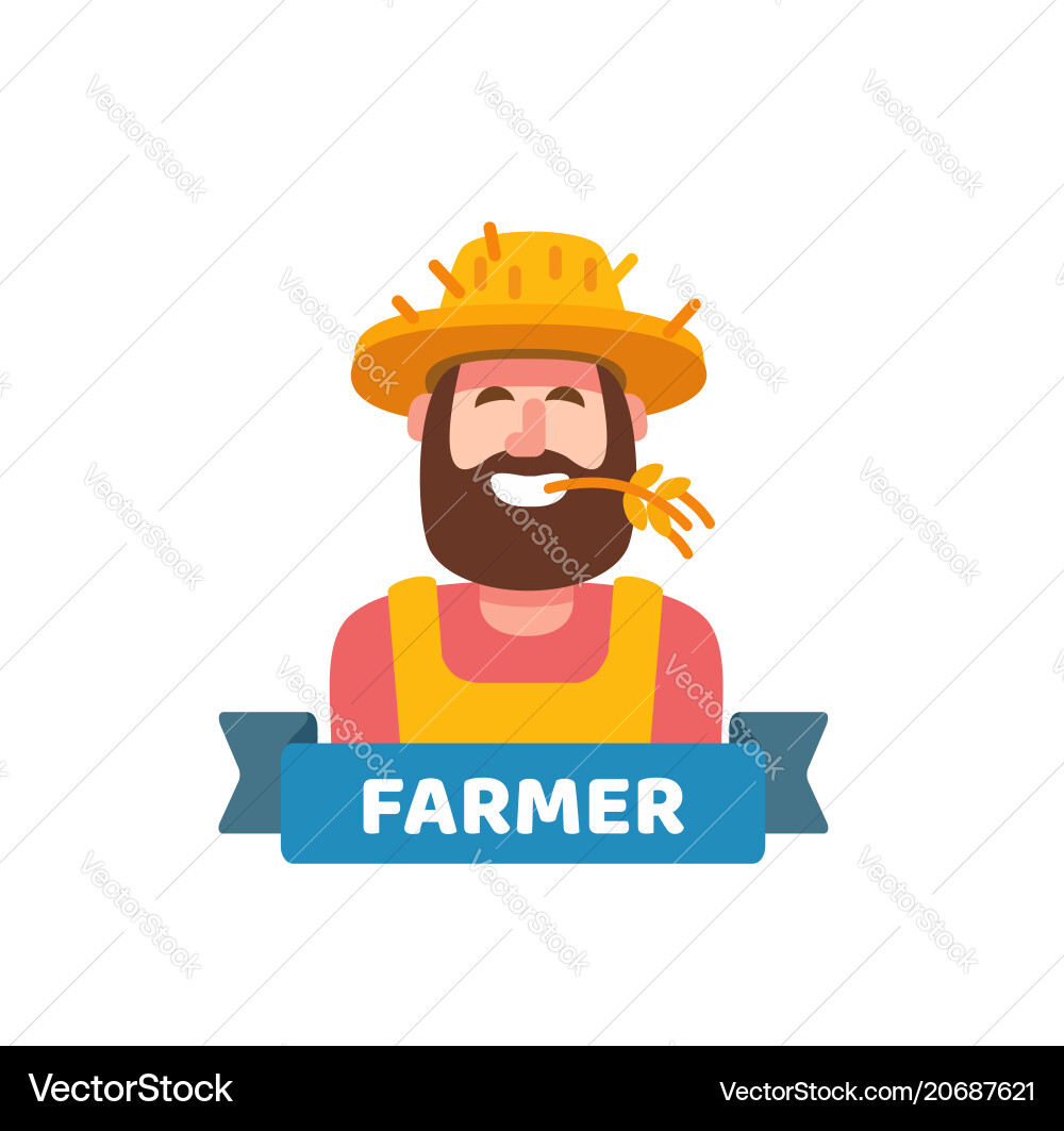 Happy cute farmer Royalty Free Vector Image - VectorStock