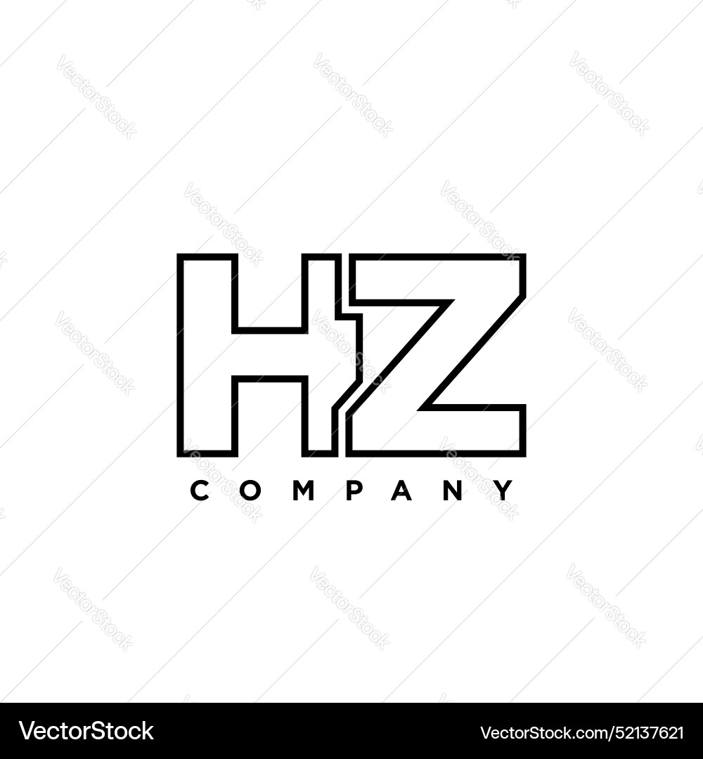 Letter h and z hz logo design template minimal Vector Image