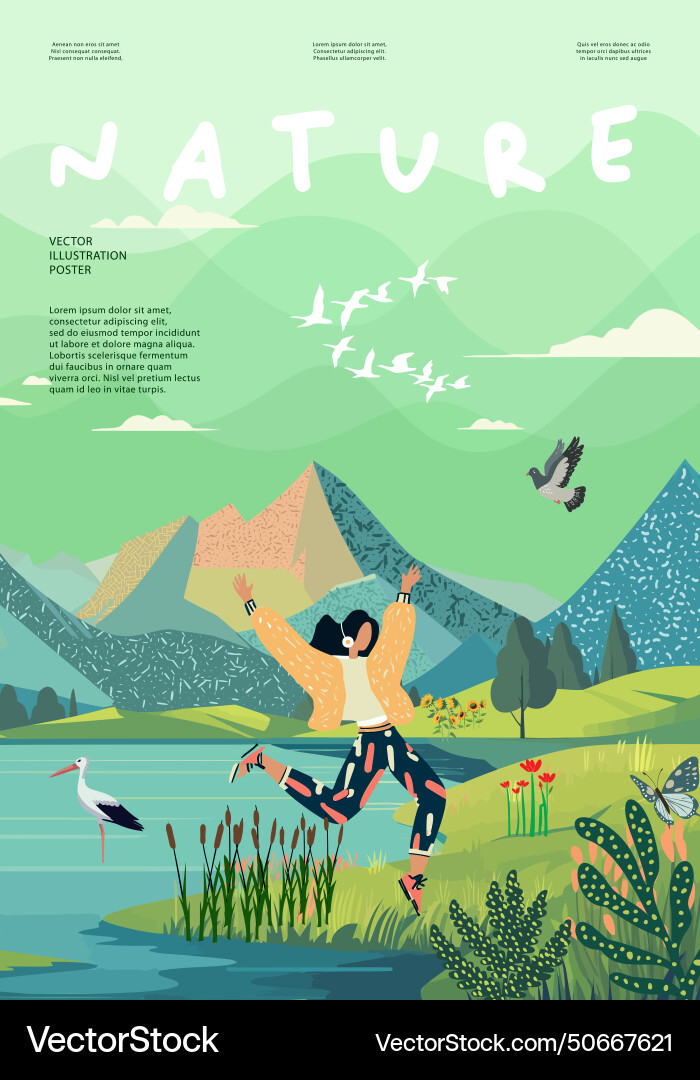 Nature and landscape contemporary artistic poster Vector Image