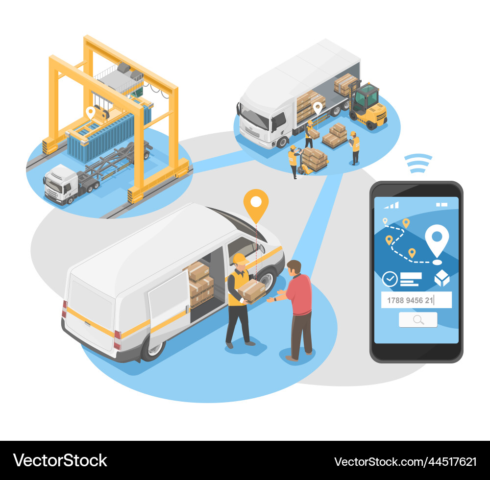 Tracking shipping logistic concept isometric Vector Image