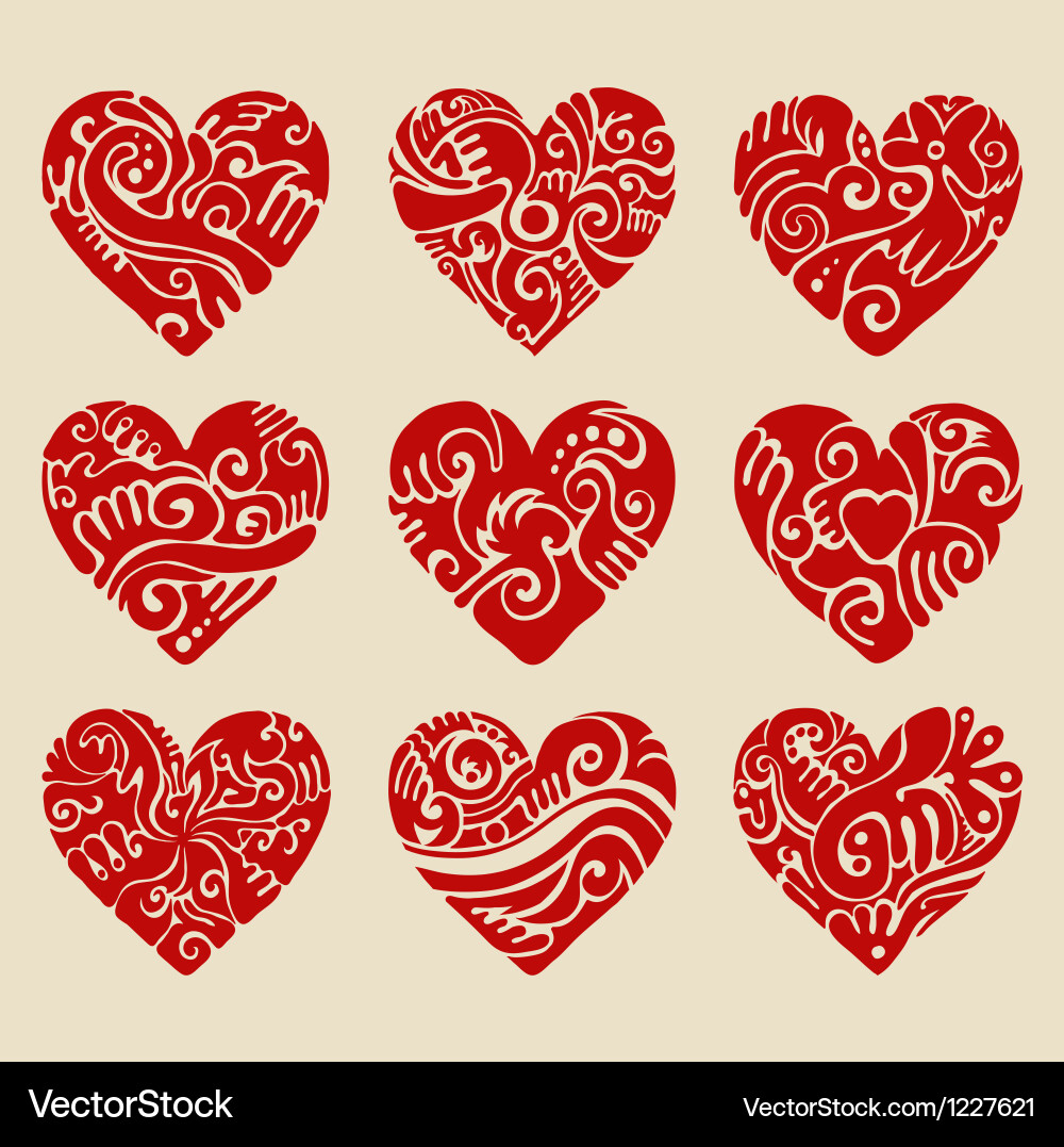 Tribal hearts Royalty Free Vector Image - VectorStock