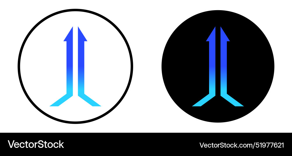 Two arrows merging into one flat line icon set Vector Image