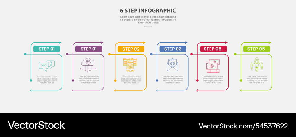 6 points template infographic outline style Vector Image