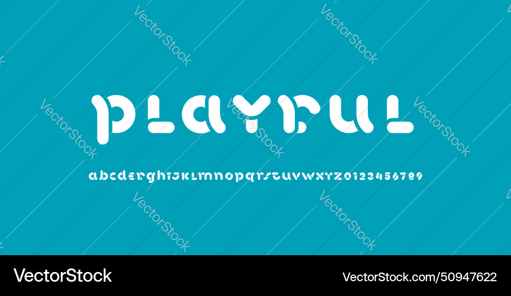Alphabet playful font rounded letters and numerals
