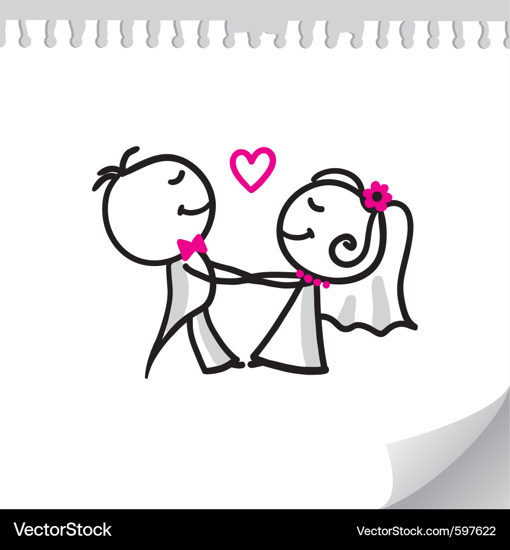 Cartoon wedding couple Royalty Free Vector Image
