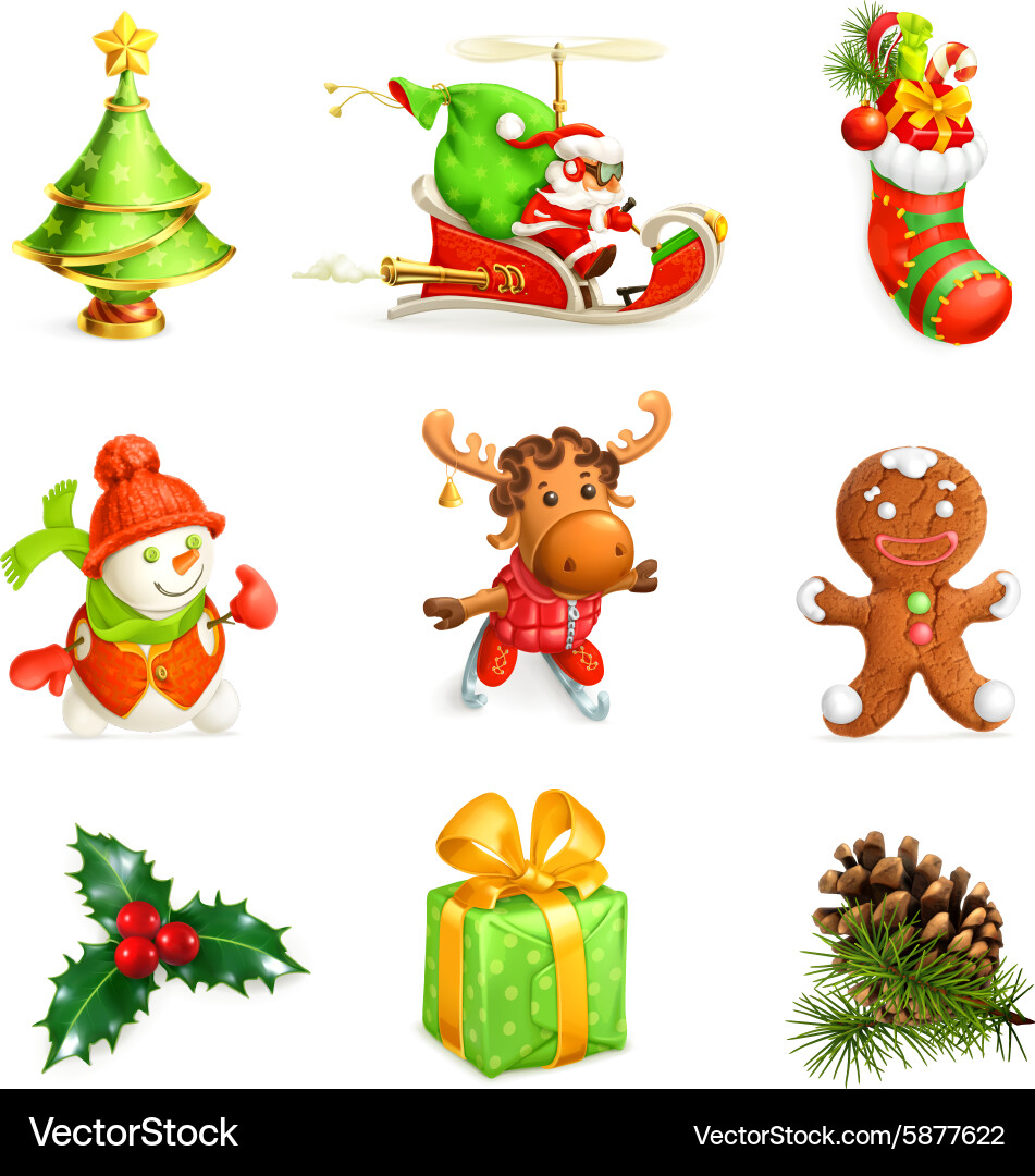 Christmas icon set Royalty Free Vector Image - VectorStock
