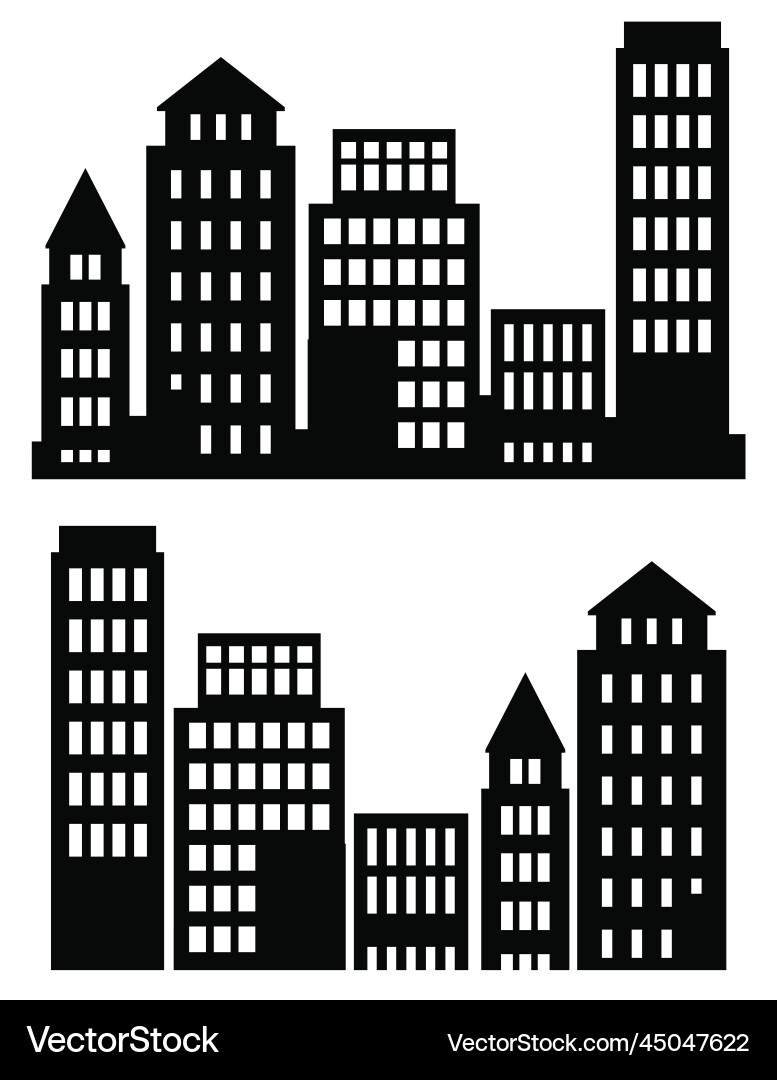 City buildings silhouette different construction Vector Image