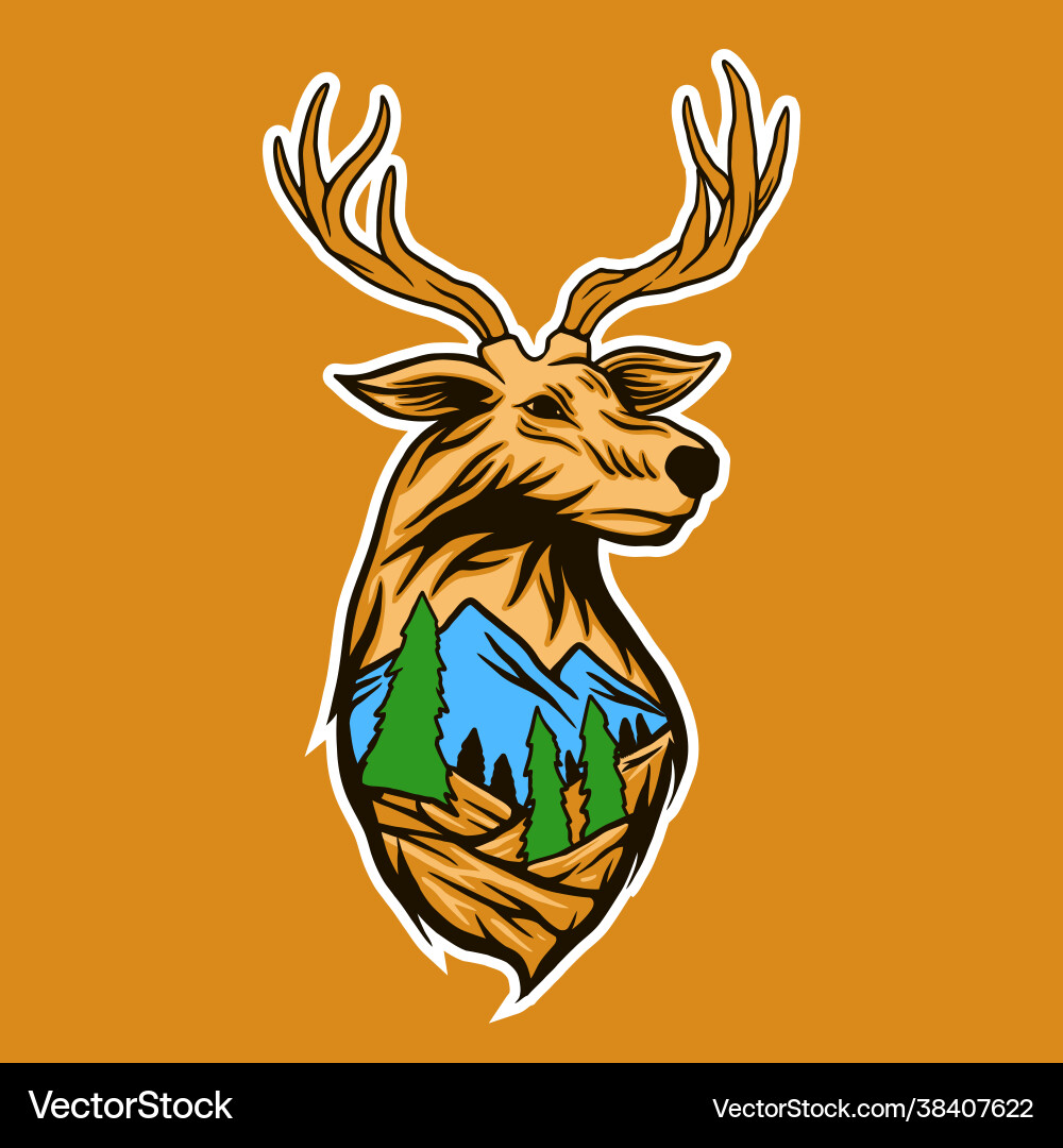 Deer with landscape Royalty Free Vector Image - VectorStock
