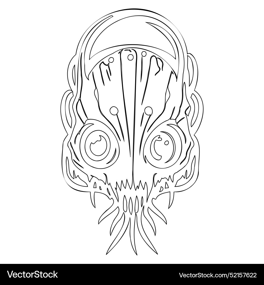 Monster alien outline sketch Royalty Free Vector Image