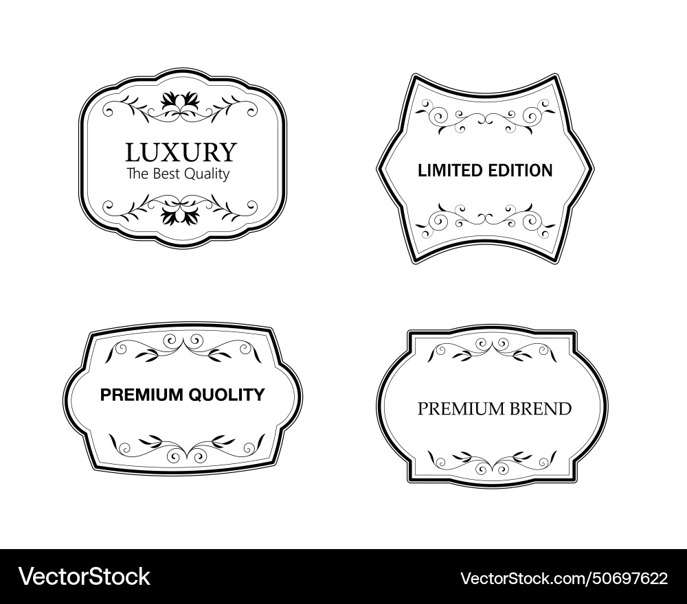 Ornamental label frames premium quality Royalty Free Vector