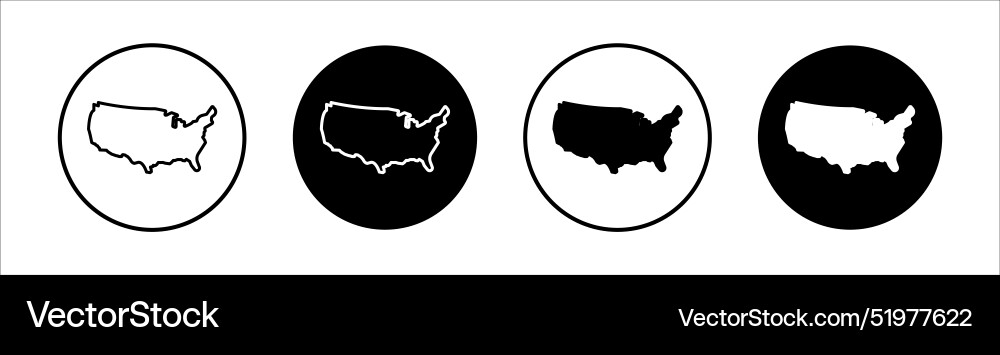 Us map flat line icon set thin Royalty Free Vector Image