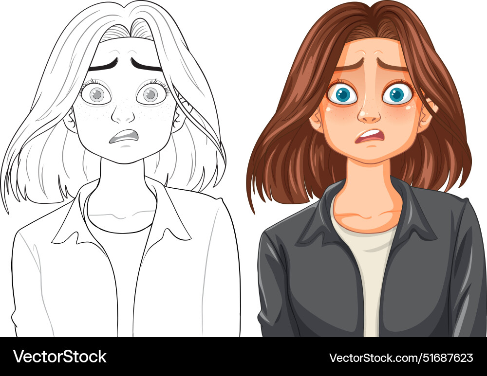 A woman with a worried expression Royalty Free Vector Image