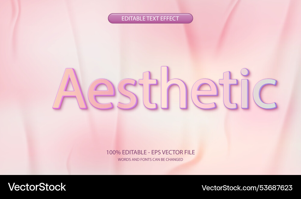 Aesthetic text effect with pastel color Royalty Free Vector