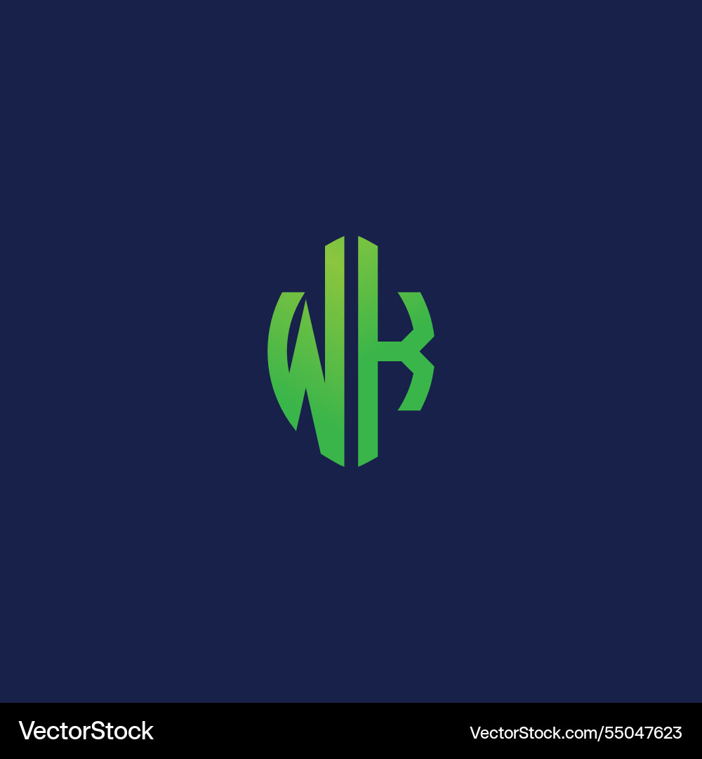 Creative initial letters wk with eco leaf shape Vector Image