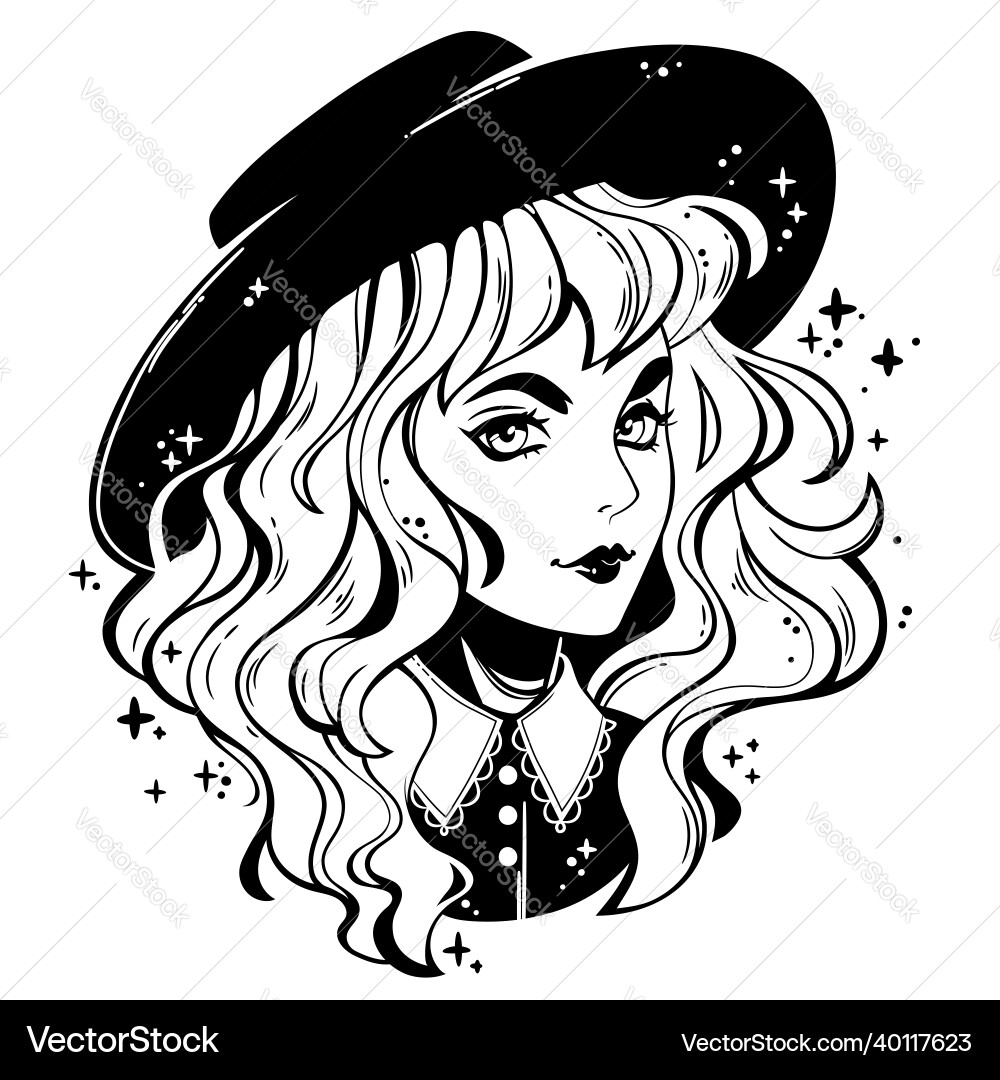 Cute Gothic Girl with Hat Royalty Free Vector Image