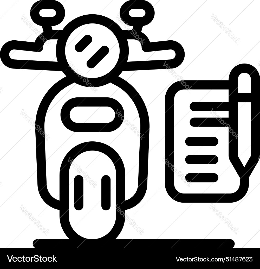 Delivery scooter icon with clipboard Royalty Free Vector