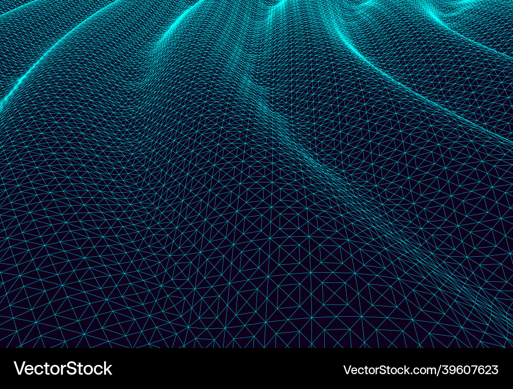 Going far away abstract mesh surface Royalty Free Vector