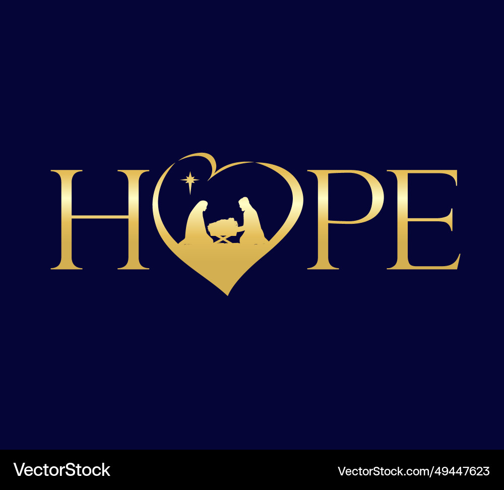 Hope concept with silhouettes christian nativity Vector Image