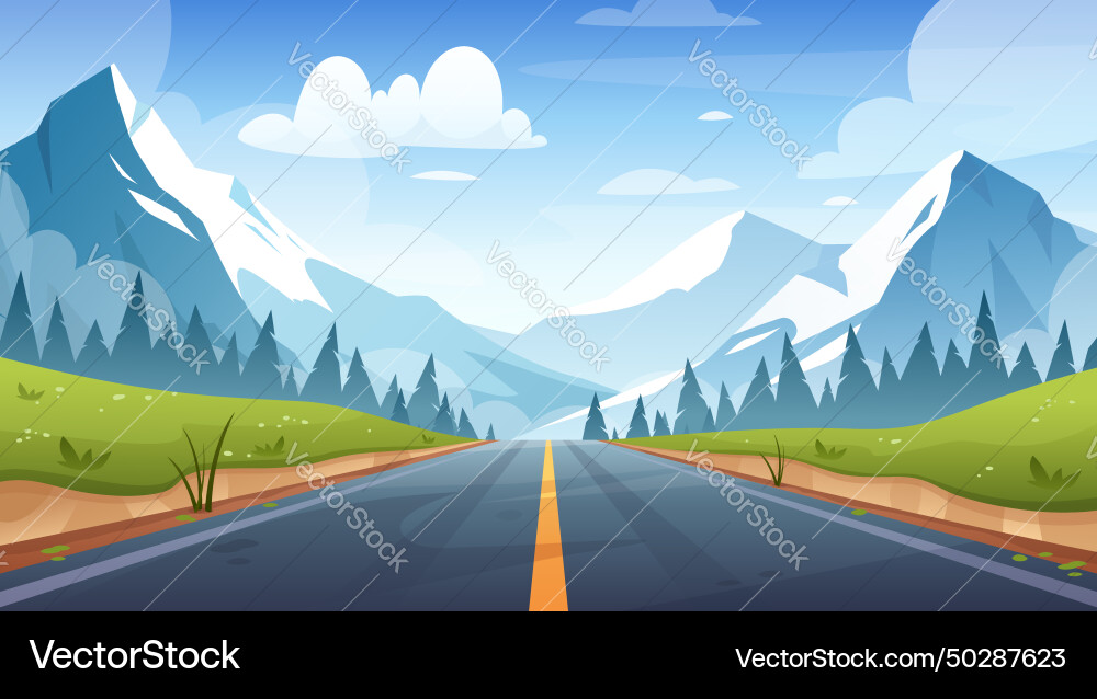 Mountain road landscape Royalty Free Vector Image