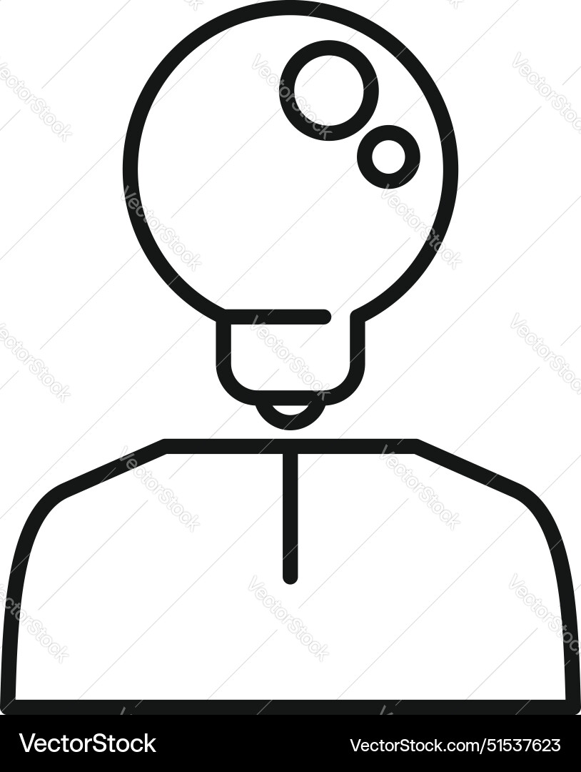 Person with light bulb head line art concept Vector Image