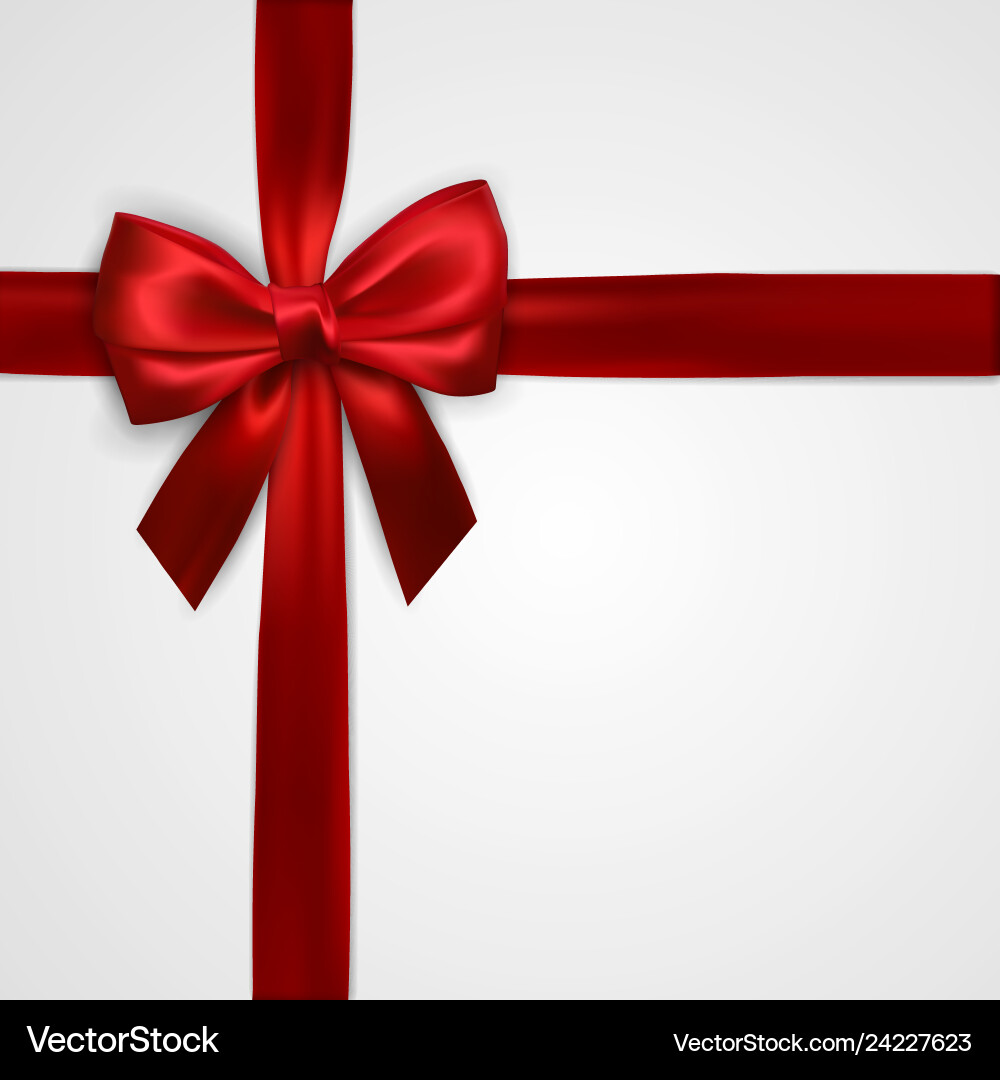 Realistic red bow with crosswise ribbons Vector Image