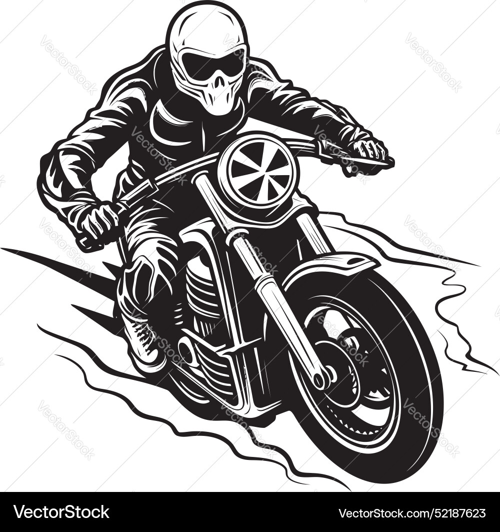 Spooky speedster skeleton biker on motorcycle Vector Image