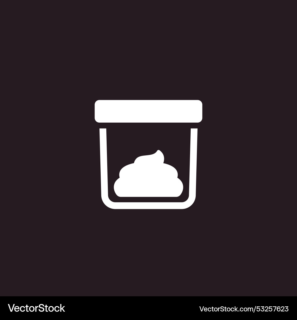 Stool sample icon poop in a plastic cup Royalty Free Vector