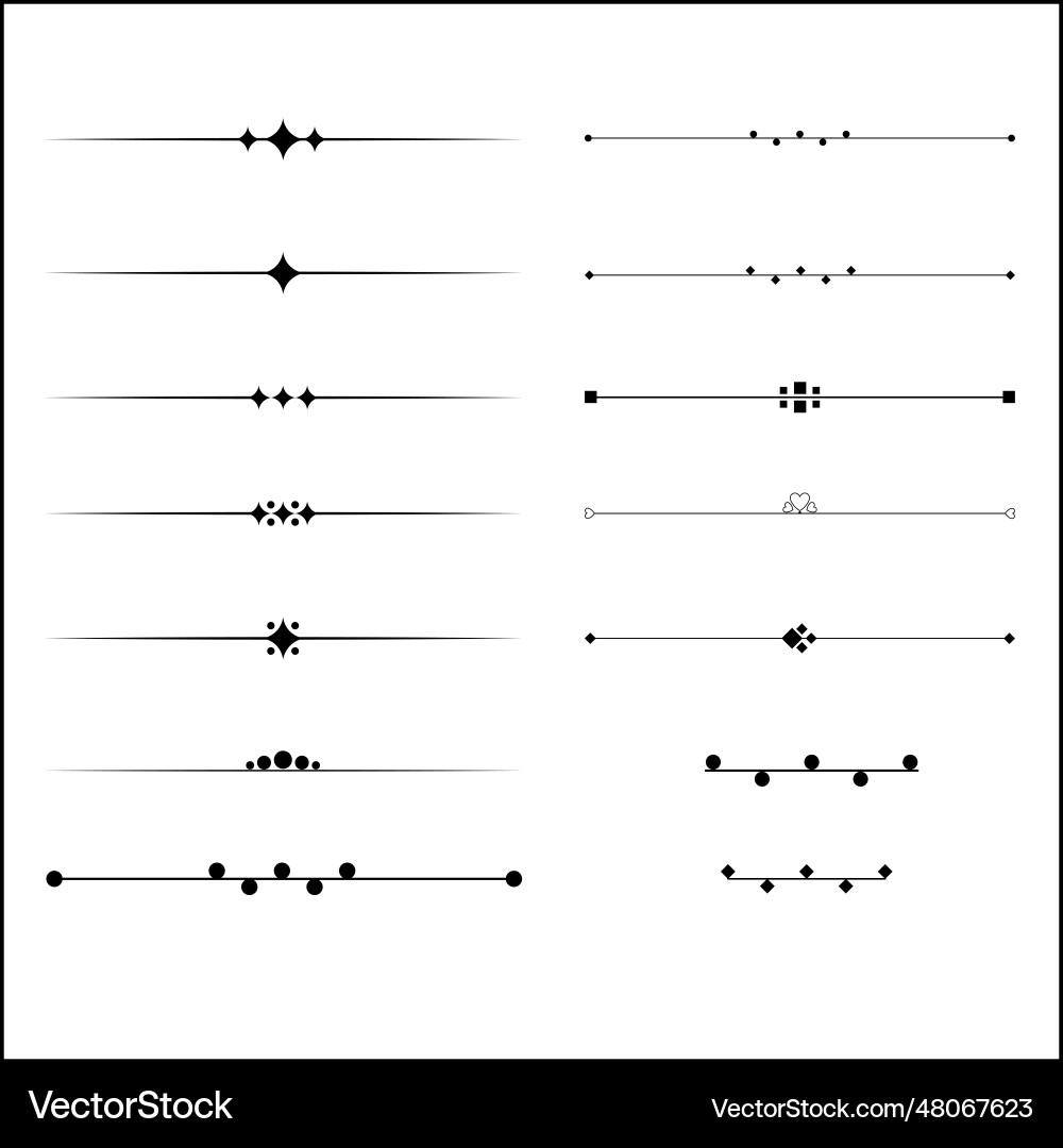 Text divider separator line art Royalty Free Vector Image