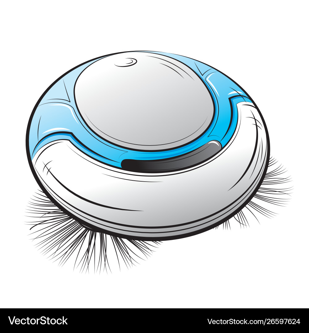 Drawing blue robotic vacuum cleaner Royalty Free Vector