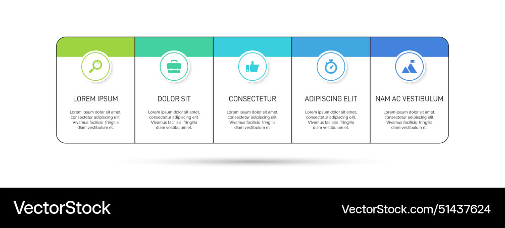 Horizontal progress bar featuring 5 arrow-shaped Vector Image
