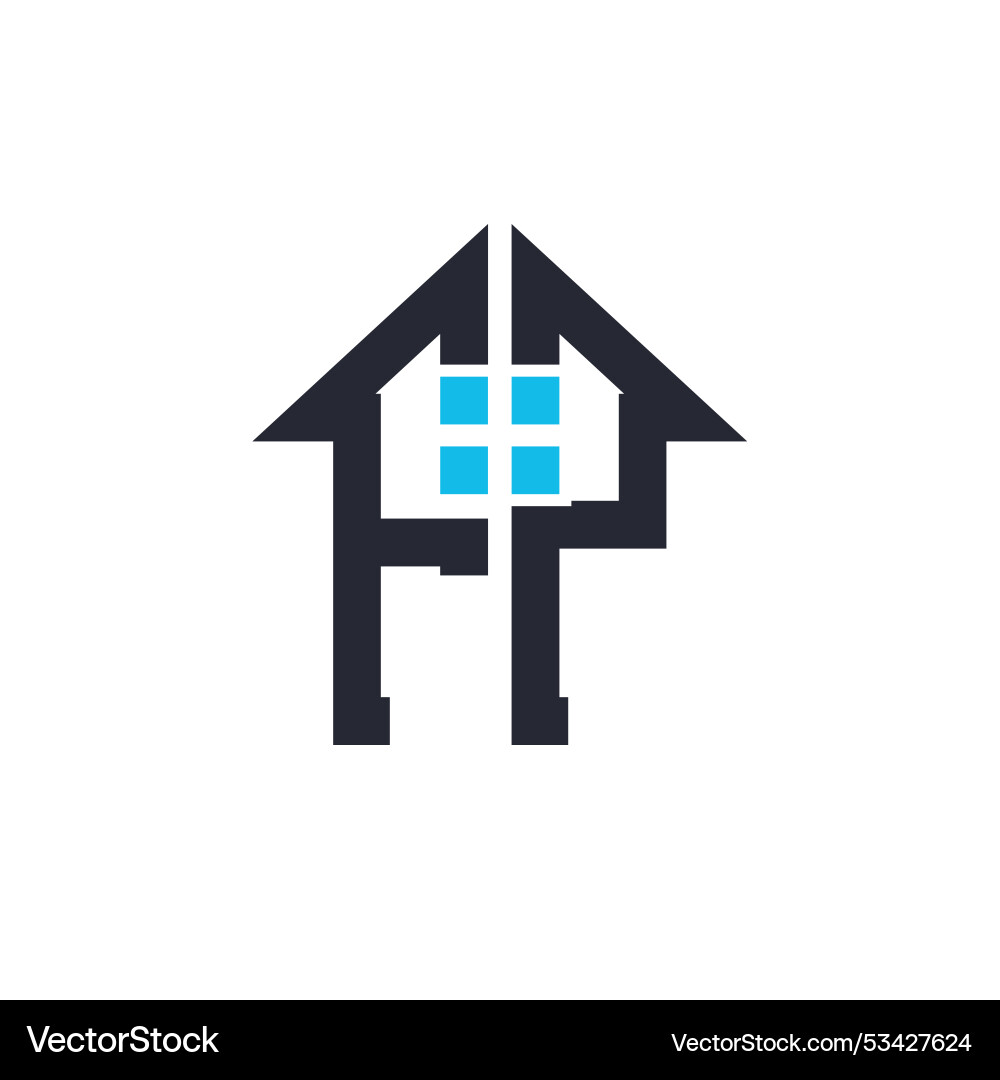 Initials fp house logo design creative letter Vector Image