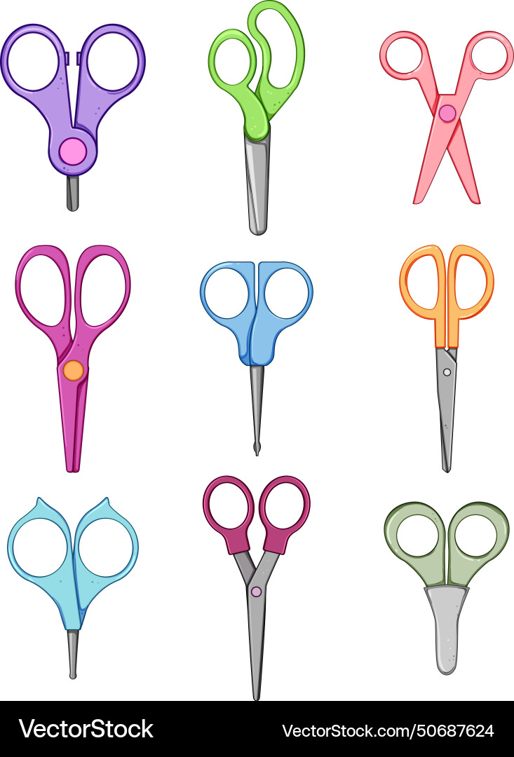 Kid scissors set cartoon Royalty Free Vector Image