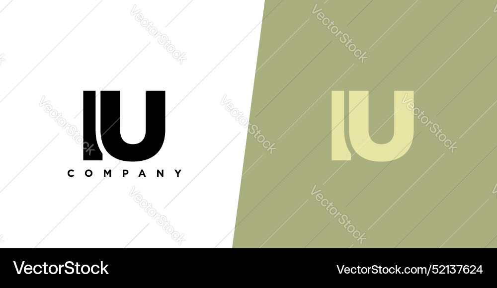 Letter i and u iu logo design template minimal Vector Image