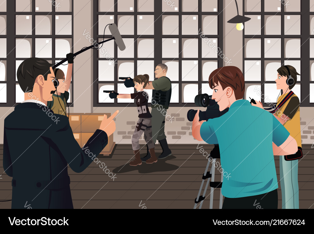 Movie production scene Royalty Free Vector Image